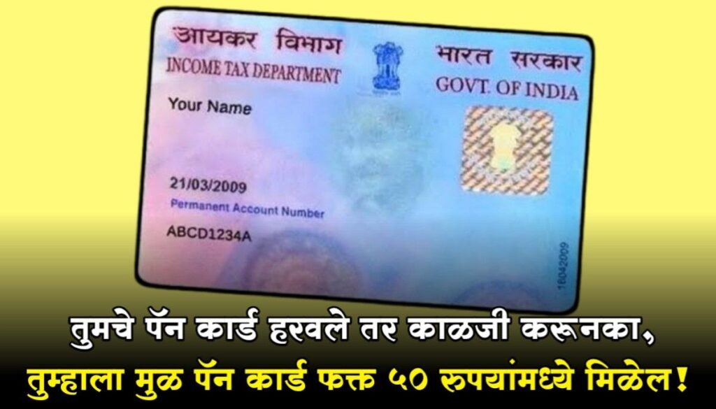 तुमचे पॅन कार्ड हरवले तर काळजी करू नका,तुम्हाला मुळ पीव्हीसी कार्ड फक्त ...
